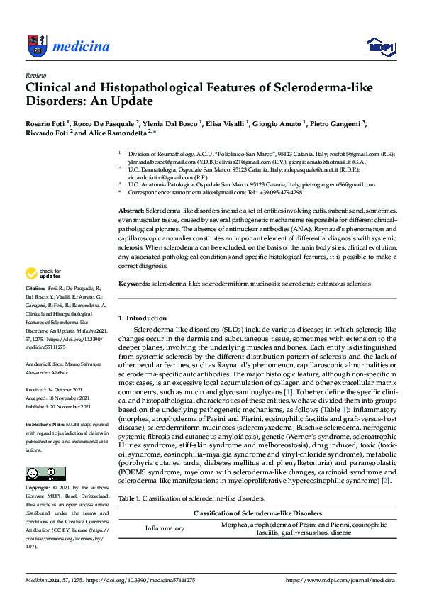 (PDF) Clinical and Histopathological Features of Scleroderma-like ...