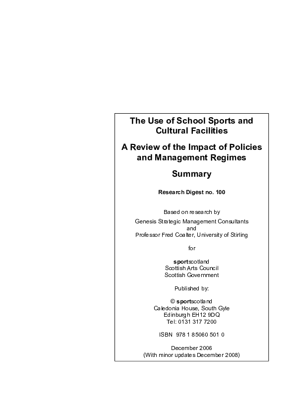 (PDF) The Use of School Sports and Cultural Facilities: A Review of the ...