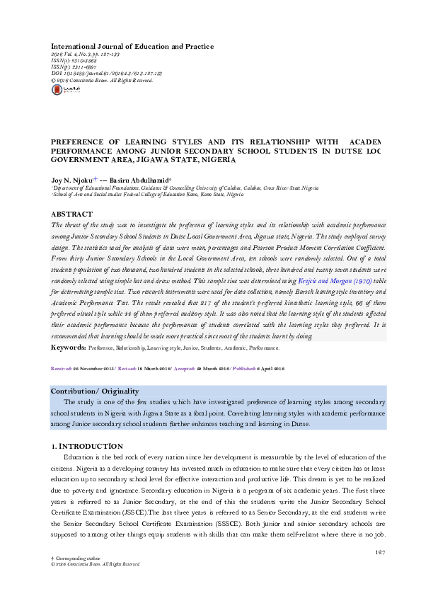 (PDF) Preference of Learning Styles and its Relationship with Academic ...