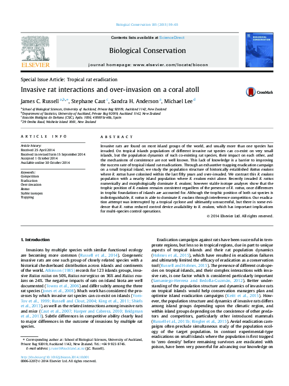 (PDF) Invasive rat interactions and over-invasion on a coral atoll