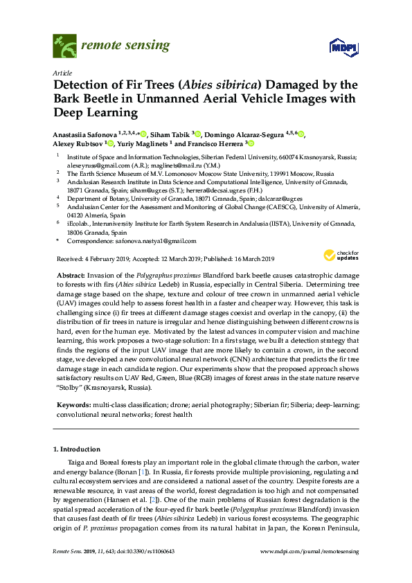 (PDF) Detection of Fir Trees (Abies sibirica) Damaged by the Bark Beetle in Unmanned Aerial ...