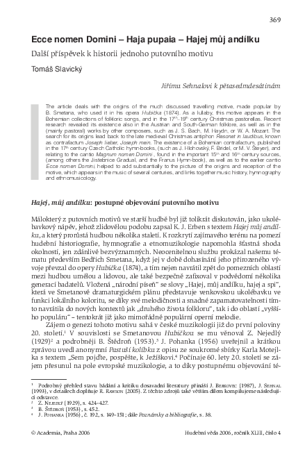 (PDF) Ecce nomen Domini – Haja pupaia – Hajej můj andílku. Další ...