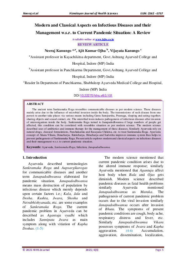 (PDF) Modern and Classical Aspects on Infectious Diseases and their ...