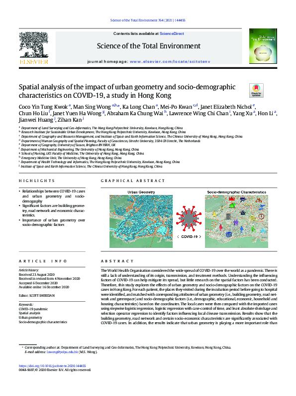 (PDF) Spatial analysis of the impact of urban geometry and socio-demographic characteristics on ...