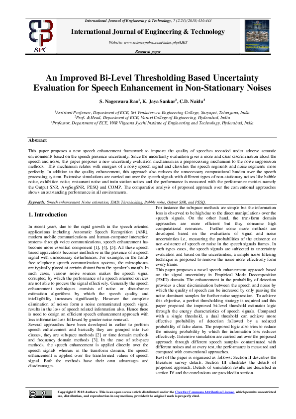 (PDF) An Improved Bi-Level Thresholding Based Uncertainty Evaluation for Speech Enhancement in ...