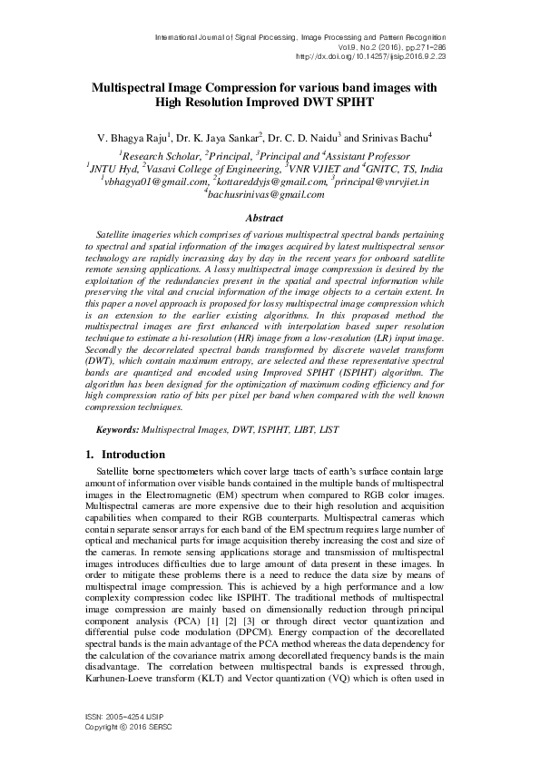 Pdf High Resolution Multispectral Image Compression