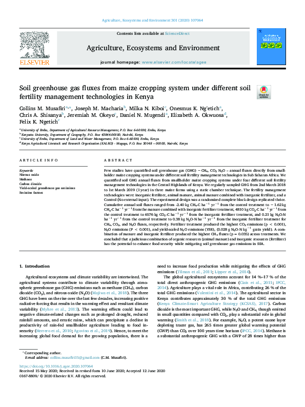 (PDF) Soil greenhouse gas fluxes from maize cropping system under different soil fertility ...
