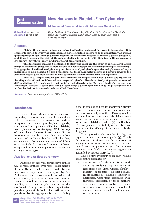 (PDF) New horizons in platelets flow cytometry