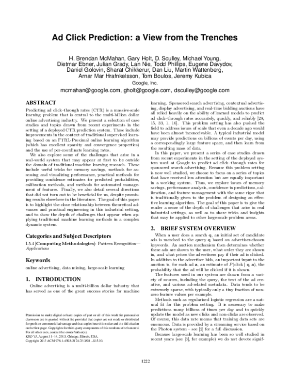 Pdf Ad Click Prediction Tom Boulos 