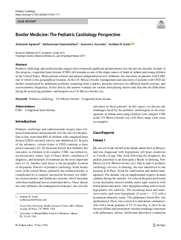 (PDF) Border Medicine: The Pediatric Cardiology Perspective