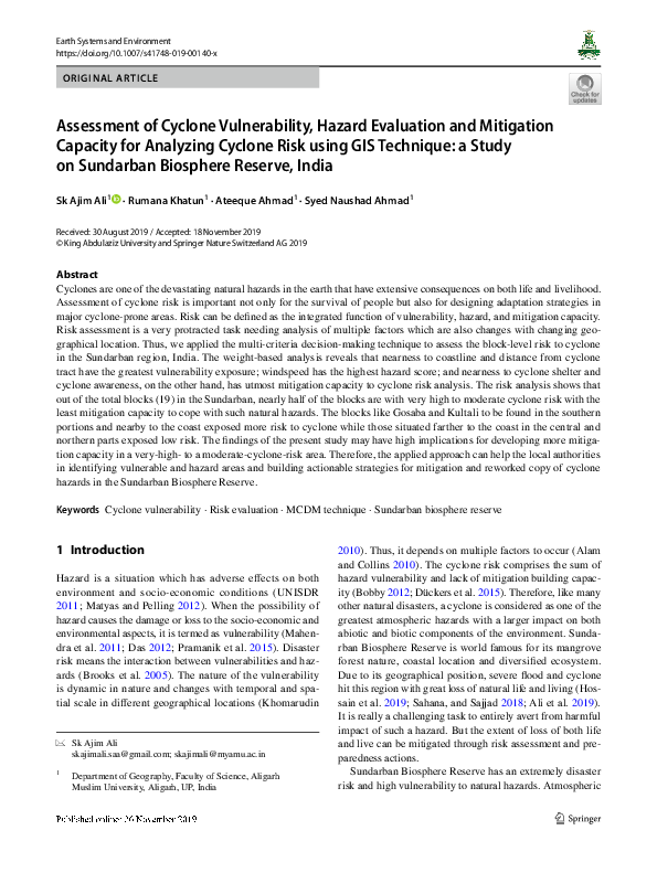 (PDF) Assessment of Cyclone Vulnerability, Hazard Evaluation and ...