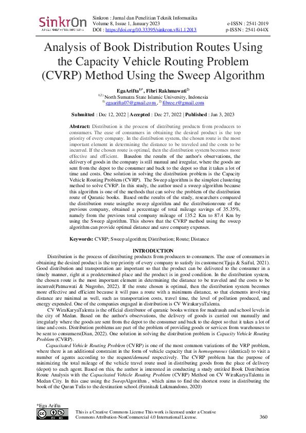 (PDF) Analysis of Book Distribution Routes Using the Capacity Vehicle ...
