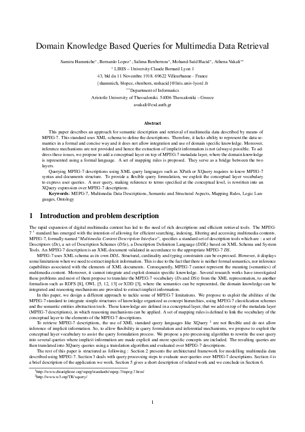 (PDF) Domain knowledge based queries for multimedia data retrieval (PDF) Domain knowledge based queries for multimedia data retrieval