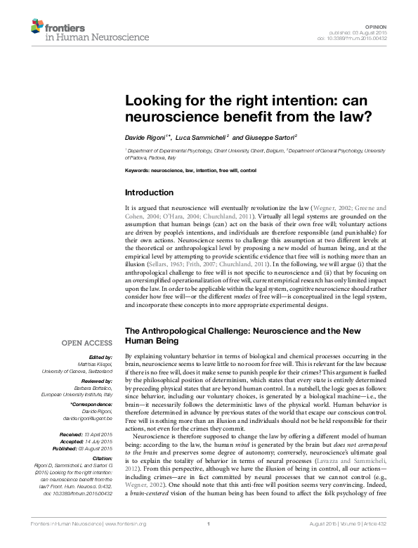 (PDF) Looking for the right intention: can neuroscience benefit from ...