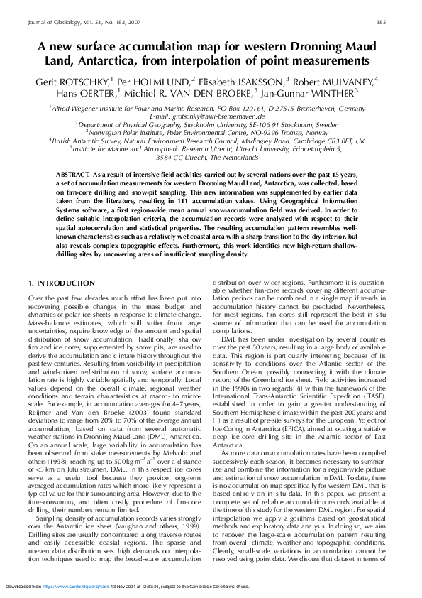 (PDF) A new surface accumulation map for western Dronning Maud Land ...