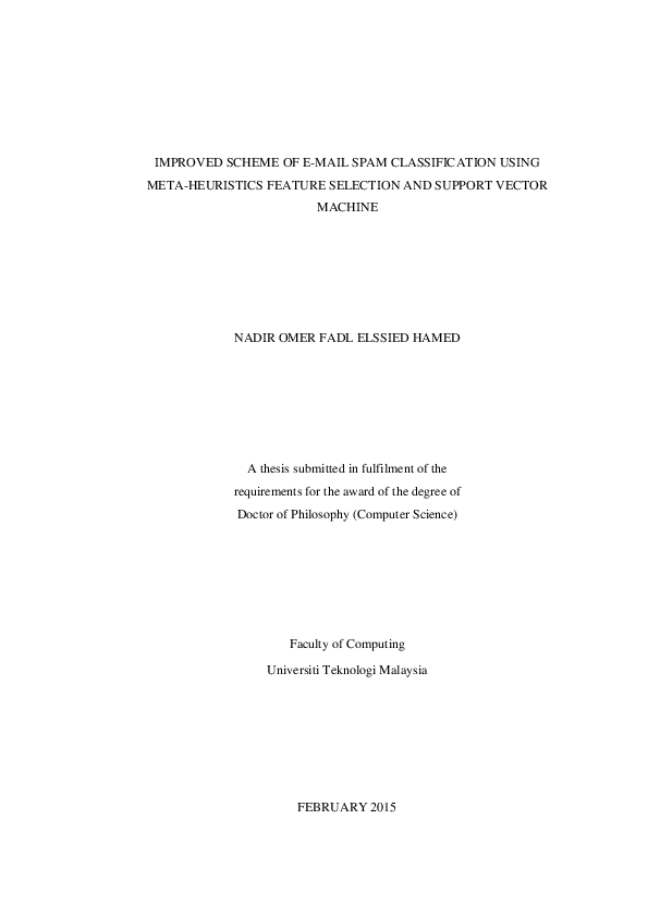(PDF) Improved scheme of e-mail spam classification using meta-heuristics feature selection and ...