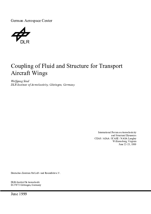 (PDF) Coupling of Fluid and Structure for Transport Aircraft Wings
