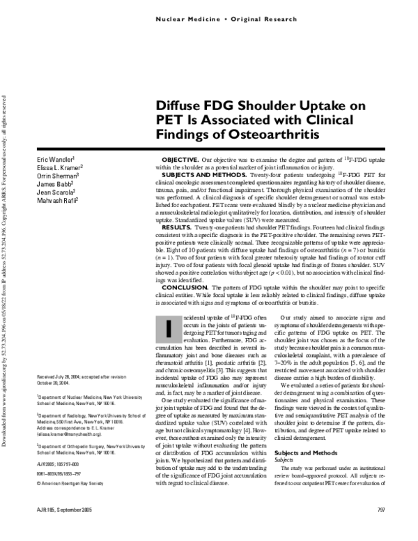 (PDF) Diffuse FDG Shoulder Uptake on PET Is Associated with Clinical ...