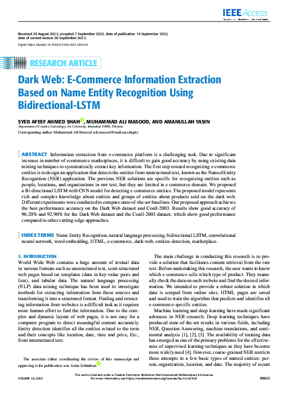 Pdf Dark Web E Commerce Information Extraction Based On Name Entity