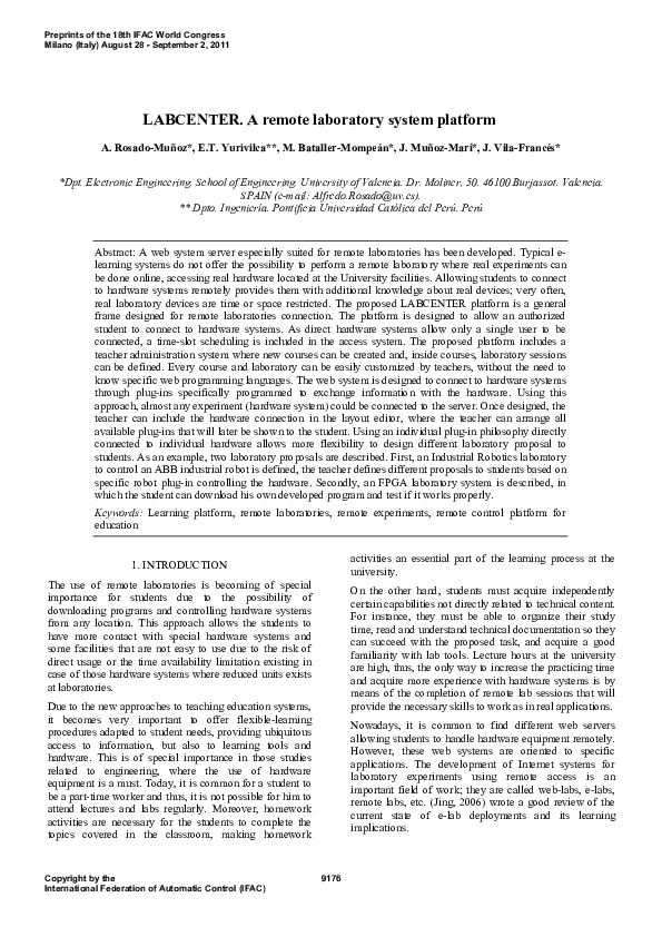 (PDF) LABCENTER: A Remote Laboratory System Platform