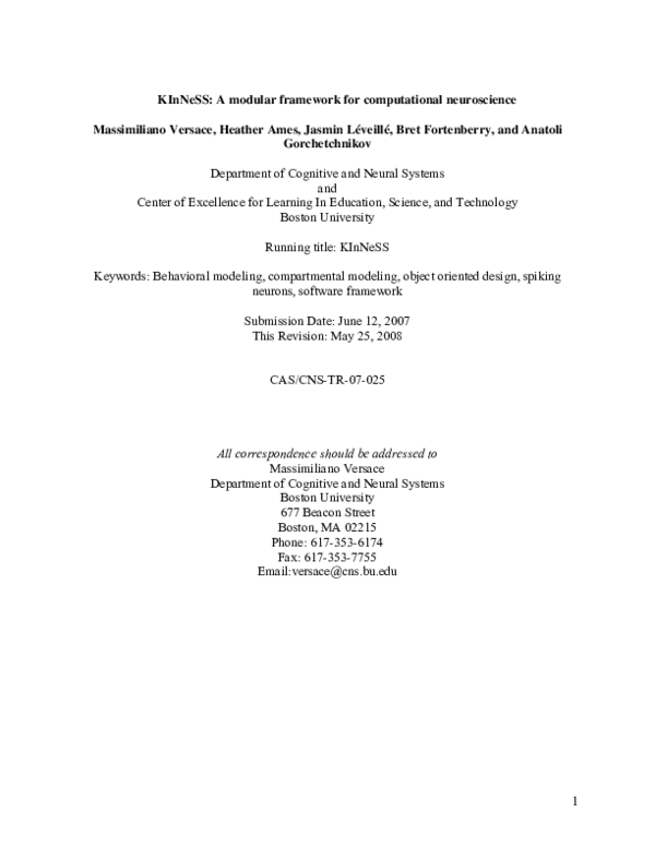 (PDF) KInNeSS: Modular NeuroSimulation Framework