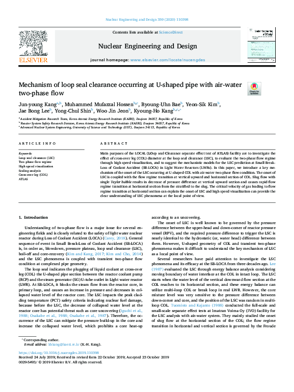(PDF) Mechanism of loop seal clearance occurring at U-shaped pipe with ...