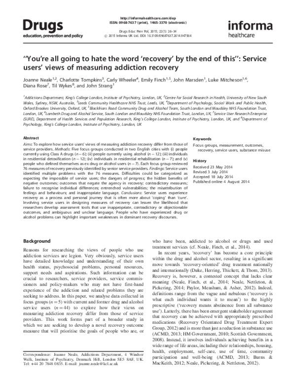 (PDF) “You’re all going to hate the word ‘recovery’ by the end of this ...