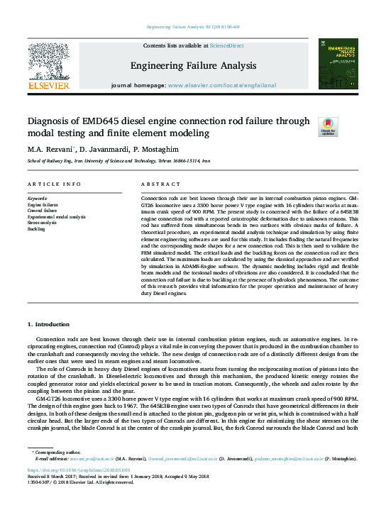 (PDF) Diagnosis of EMD645 diesel engine connection rod failure through ...