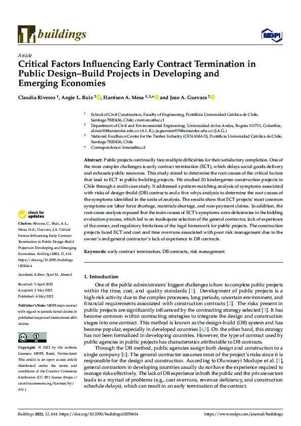 (PDF) Critical Factors Influencing Early Contract Termination in Public ...