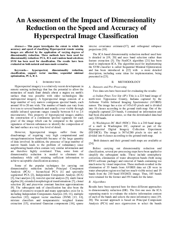 Pdf An Assessment Of The Impact Of Dimensionality Reduction On The Speed And Accuracy Of 0556
