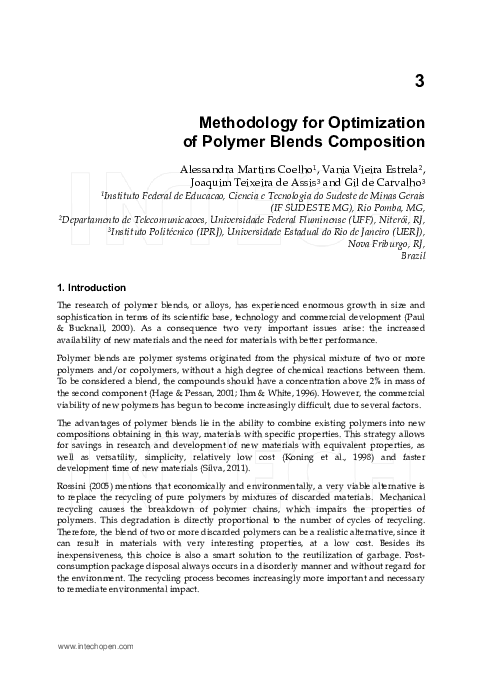 (PDF) Methodology for Optimization of Polymer Blends Composition