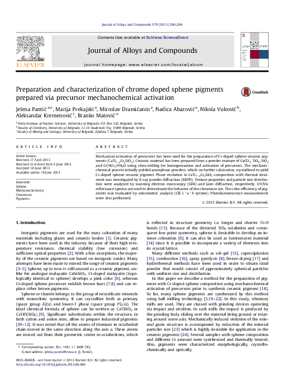 (PDF) Preparation and characterization of chrome doped sphene pigments ...