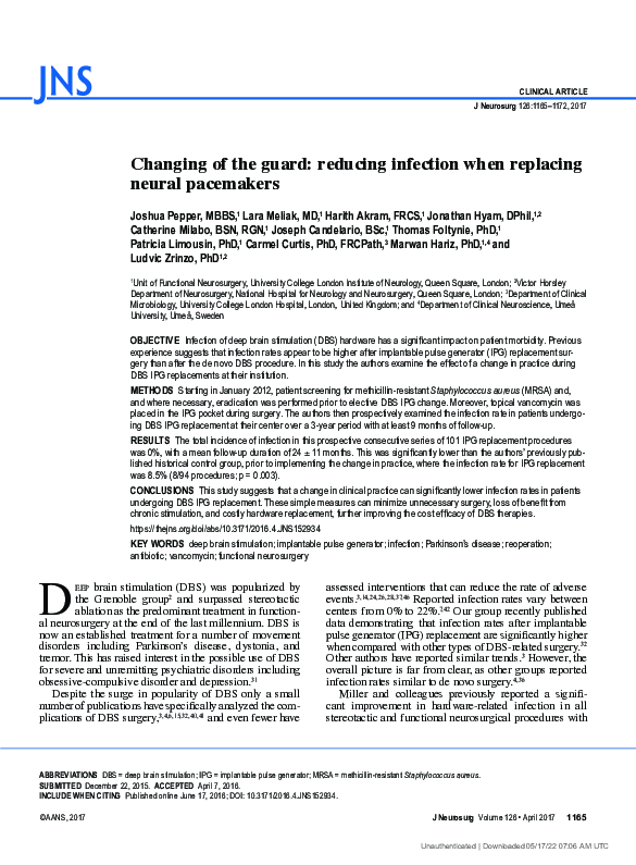 (PDF) Changing of the guard: reducing infection when replacing neural ...