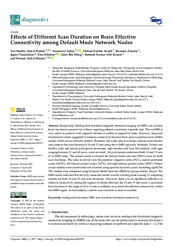 (PDF) Effects of Different Scan Duration on Brain Effective Connectivity among Default Mode ...