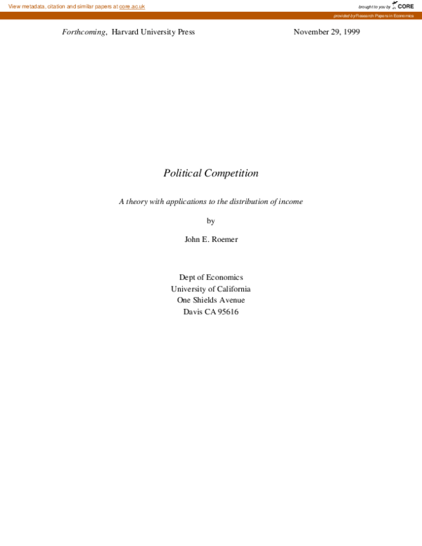 (PDF) Political Competition (A theory with applications to the ...