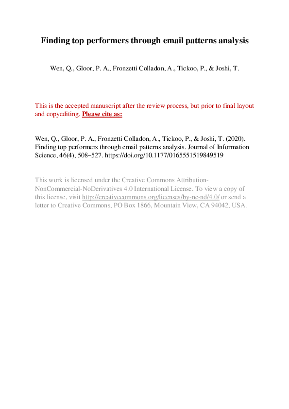 (PDF) Finding top performers through email patterns analysis