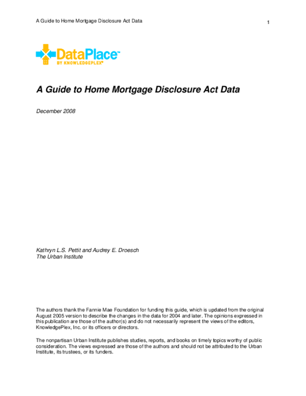(PDF) A Guide to Home Mortgage Disclosure Act Data