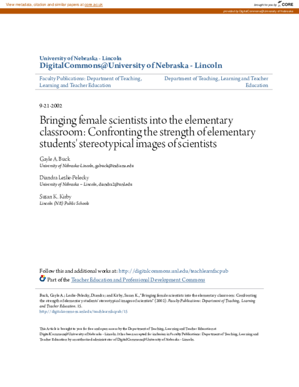 (PDF) Challenging Stereotypes of Female Scientists