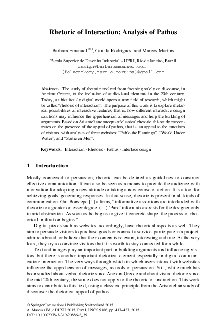 (PDF) Rhetoric of Interaction: Analysis of Pathos