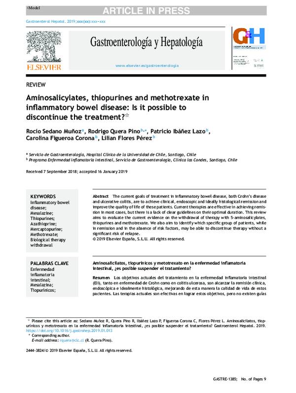 (PDF) Aminosalicylates, thiopurines and methotrexate in inflammatory ...