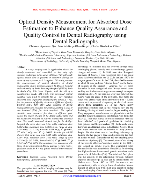 (PDF) Optical Density Measurement for Absorbed Dose Estimation to ...