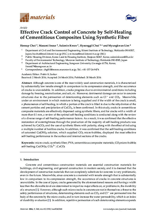 (PDF) Effective Crack Control of Concrete by Self-Healing of ...