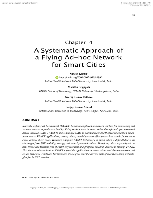 (PDF) A Systematic Approach of a Flying Ad-hoc Network for Smart Cities