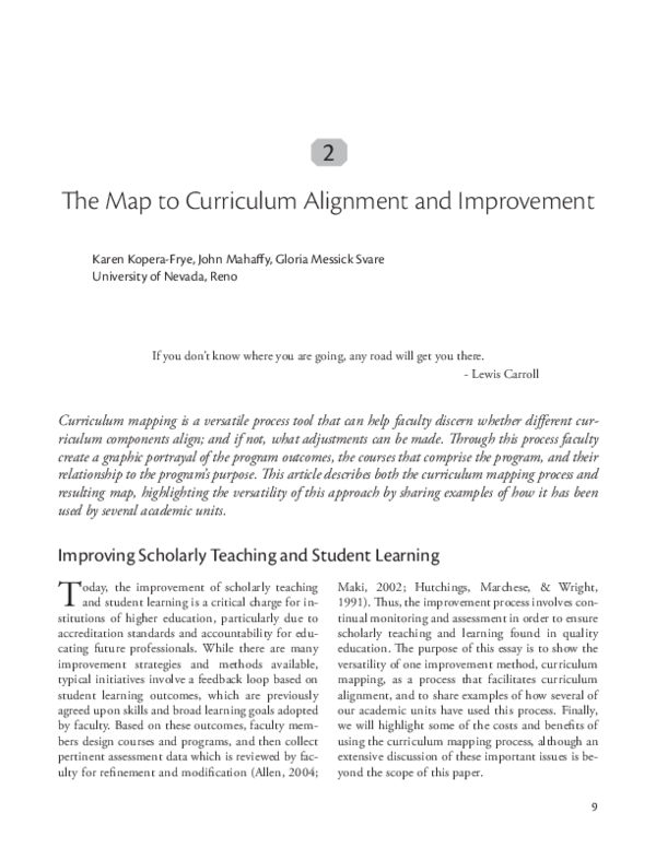 (PDF) 2. The Map to Curriculum Alignment and Improvement