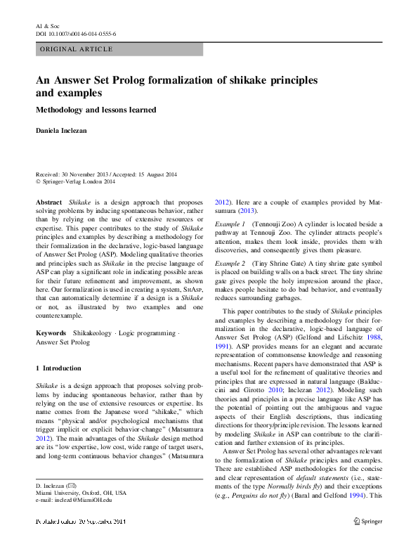 (PDF) A Logic-Based Methodology for the Formalization of Shikake Principles and Examples ...