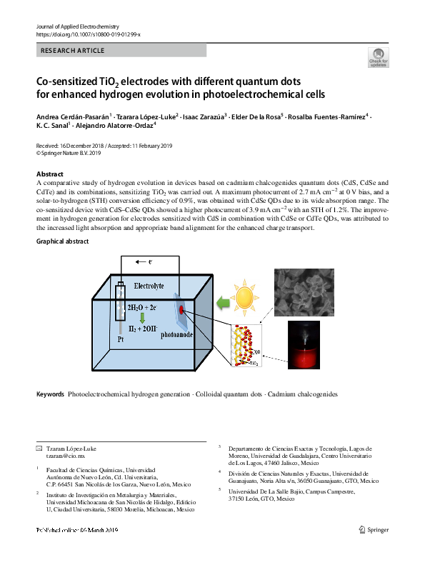 (PDF) Co-sensitized TiO2 electrodes with different quantum dots for enhanced hydrogen evolution ...
