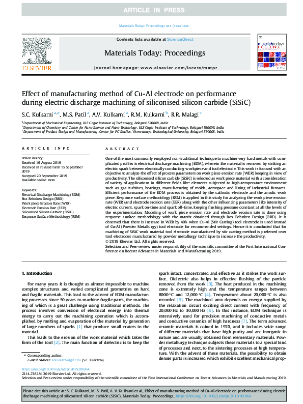 (PDF) Effect of manufacturing method of Cu-Al electrode on performance ...