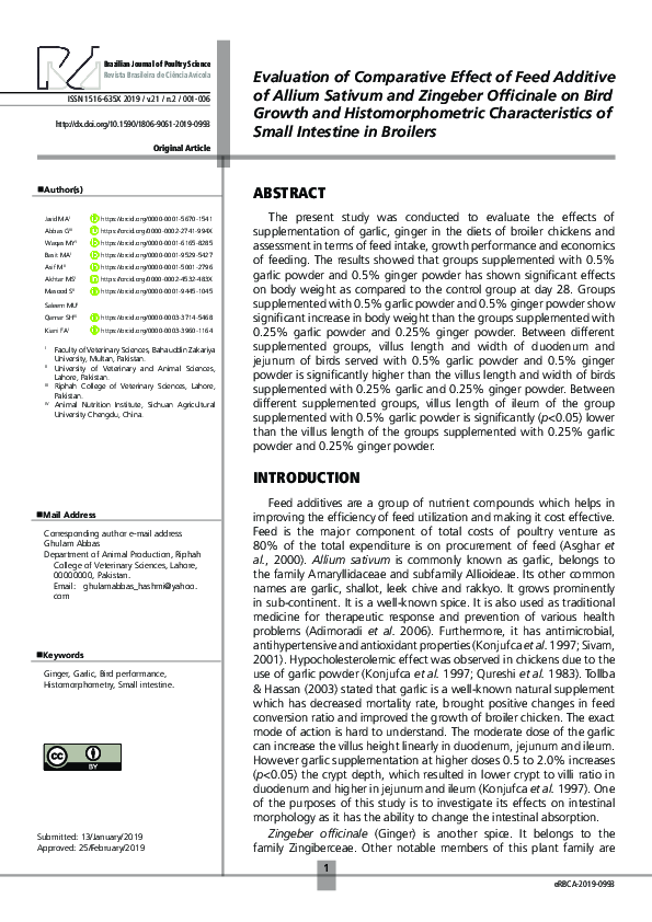 (PDF) Evaluation of Comparative Effect of Feed Additive of Allium ...