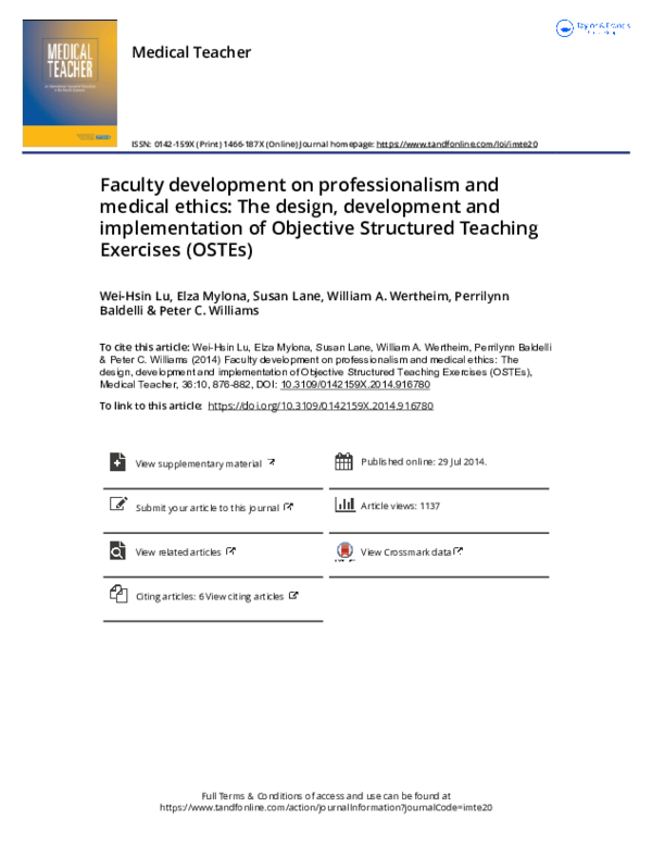 (PDF) Faculty development on professionalism and medical ethics: the design, development and ...