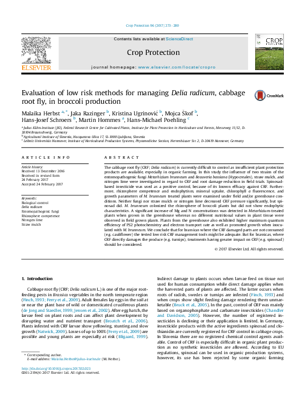 (PDF) Evaluation of low risk methods for managing Delia radicum ...